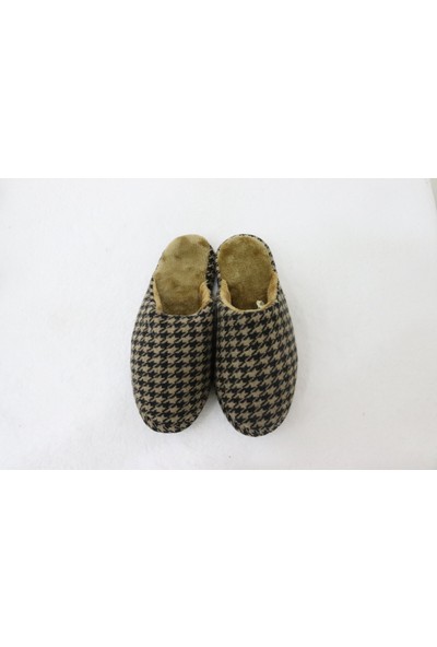 EMY1948 Checkers Dama Desenli Kahverengi Erkek Ev Terliği