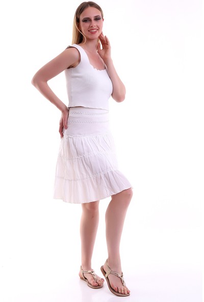 Ottawe Kadın Mini Kloş Etek Beli Şeritli Kat Dikişli Astarlı Pamuklu Kloş Etek OTTW-8054 Ottawe Kadın Mini Kloş Etek Beli Şeritli Kat Dikişli Astarlı Pamuklu Kloş Etek OTTW-8054