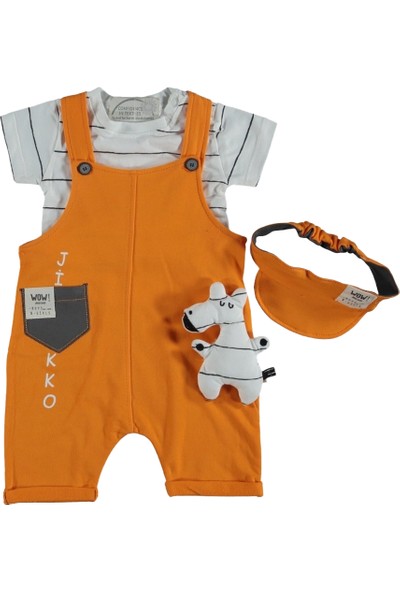 Jikko Zebralı Bebe Salopet Turuncu