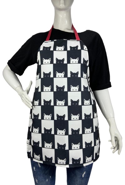 Nazhira Tekstil Dama Kedi Mutfak Önlüğü
