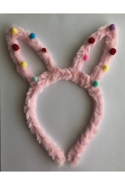 Nasyam Kız Çocuk Ponponlu İki Kulak Tüylü Taç Kırmızı