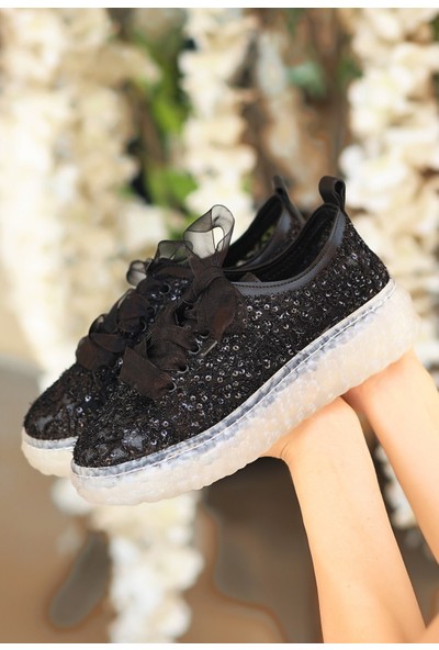 Boet Siyah Tüllü Bağcıklı Spor Ayakkabı