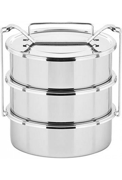 Evimdeyokyok 3'lü Çelik Sefertası 7 Kişi 20 x 10 cm