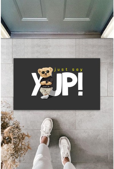 Silkcoat Home Dış ve Iç Mekan Siyah Kapı Önü Paspası Just Say Yup Ayıcık Desen Paspas Silkcoat Home Dış ve Iç Mekan Siyah Kapı Önü Paspası Just Say Yup Ayıcık Desen Paspas