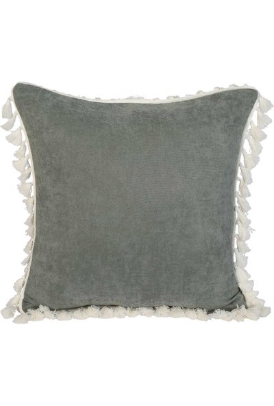 Moda Çizgi Püsküllü Kırlent Kılıfı Çağla Yeşili