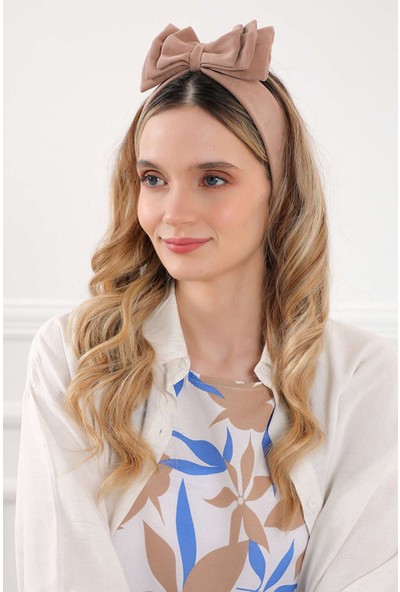 Moda Çizgi Üç Fiyonklu Saç Bandı , Bandana,vizon,sb-12 Moda Çizgi Üç Fiyonklu Saç Bandı , Bandana,vizon,sb-12