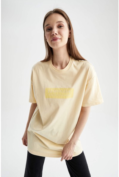 DeFacto Regular Fit Bisiklet Yaka Slogan Baskılı Kısa Kollu Tişört Tunik X2794AZ22SM DeFacto Regular Fit Bisiklet Yaka Slogan Baskılı Kısa Kollu Tişört Tunik X2794AZ22SM