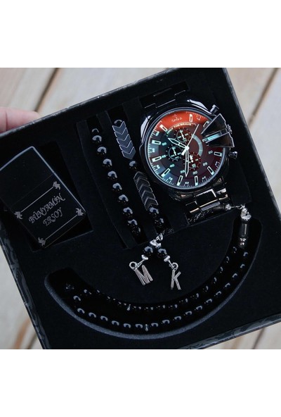 Wess Su Geçirmez Erkek Kol Saati Çakmak Tesbih ve Bileklik Seti Wess Su Geçirmez Erkek Kol Saati Çakmak Tesbih ve Bileklik Seti