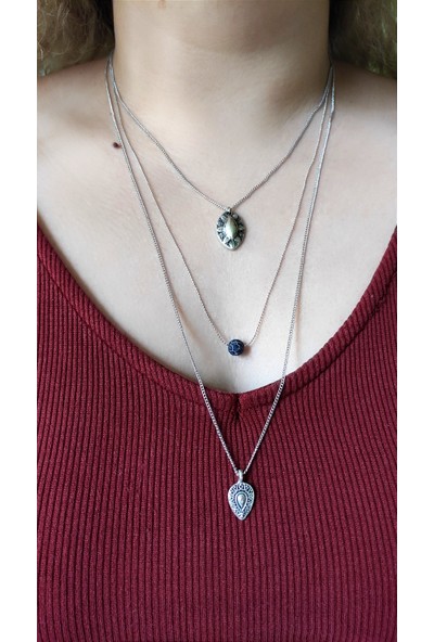 Bi Değişik Takı Çoklu Zincir Uzun Unisex Kolye