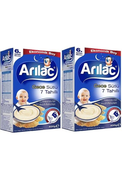 Arılac 7 Tahıllı Gece Kaşık Maması 400 gr 2'li Arılac 7 Tahıllı Gece Kaşık Maması 400 gr 2'li