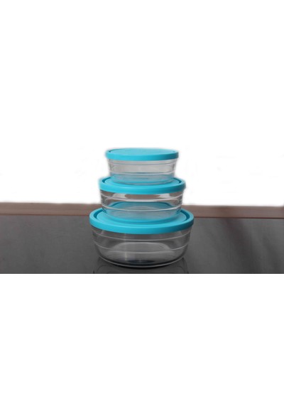 Sado Yuvarlak 3 Lü Cam Saklama Kabı