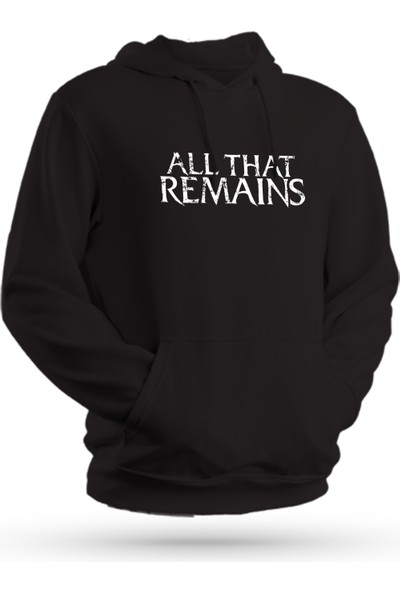 All That Remains Baskılı Siyah Kapüşonlu Sweatshirt