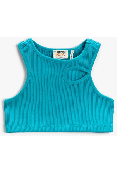 Koton Pencere Detaylı Crop Üst Ribanalı Kolsuz Pamuklu