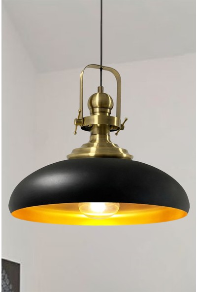 Bamyum Androa Siyah Eskitme Başlıklı Plafonyer - Iç Renk Gold Bamyum Androa Siyah Eskitme Başlıklı Plafonyer - Iç Renk Gold