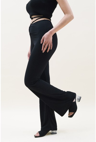 Shefoon Beli Ipli Buzi Pantolon Siyah