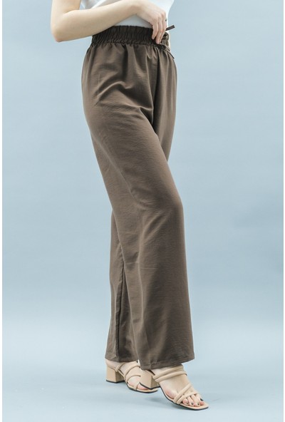 Shefoon Beli Lastikli Bağlamali Bol Paça Pantolon Kahve Shefoon Beli Lastikli Bağlamali Bol Paça Pantolon Kahve