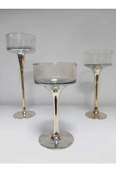 Acar Elegance Acar Plus Üçlü Gold Cam Şamdan