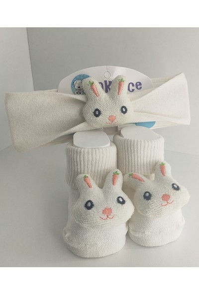 Akface Oyuncaklı Bandana Çorap Takım 0-6 Ay Yenidoğan