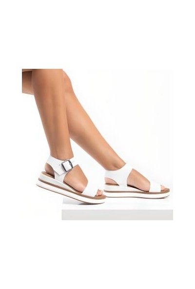 ERNİLA Bayan Deri Sandalet Hakiki Deri Sandalet