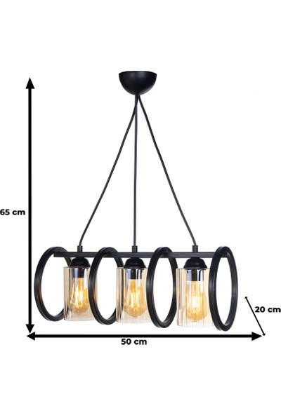 Nif Desing Nıf Design Agatha Metal Üçlü Cam Avize Siyah Nif Desing Nıf Design Agatha Metal Üçlü Cam Avize Siyah