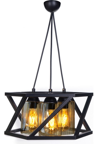 Nif Desing Nıf Design Bernadette Metal Üçlü Cam Avize Siyah Nif Desing Nıf Design Bernadette Metal Üçlü Cam Avize Siyah