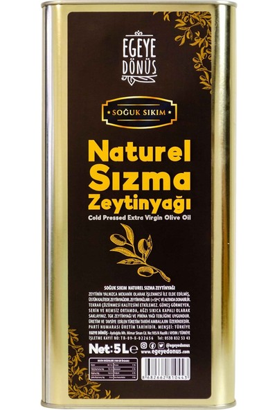 Soğuk Sıkım Natürel Sızma Zeytinyağı 5 Lt Soğuk Sıkım Natürel Sızma Zeytinyağı 5 Lt