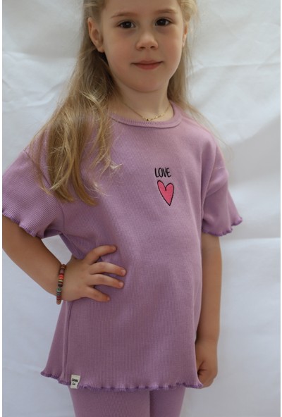Lavra Studio Kız Çocuk Fitilli Tshirt & Tayt Seti Pamuklu Lila Renk Lavra Studio Kız Çocuk Fitilli Tshirt & Tayt Seti Pamuklu Lila Renk