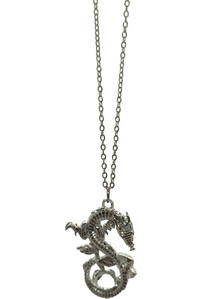 Alp Collection Gri Ejderha Dragon Zincirli Hediyelik Metal Bayan Kolye Alp Collection Gri Ejderha Dragon Zincirli Hediyelik Metal Bayan Kolye