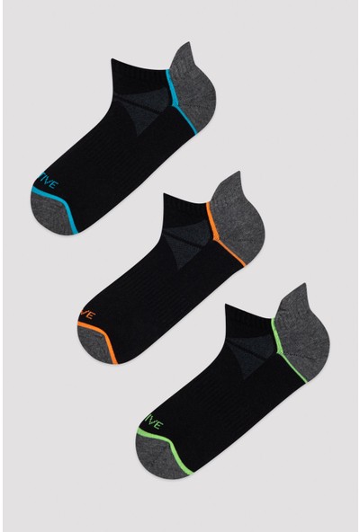 Çok Renkli Colour Stripe 3lü Patik Çorap