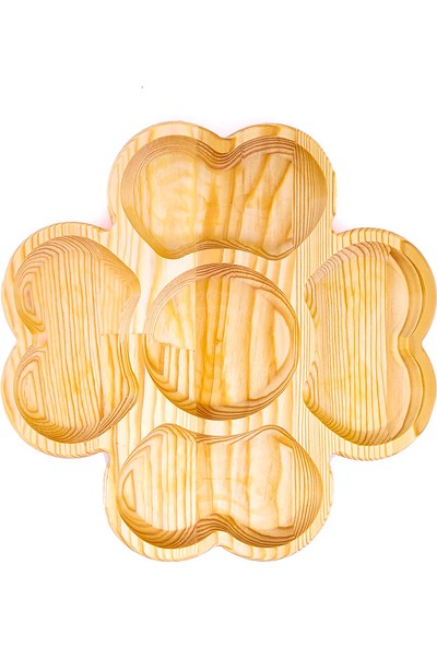 Ahşapcım Doğal Ahşap 5 Bölmeli Yonca Çerezlik Ahşapcım Doğal Ahşap 5 Bölmeli Yonca Çerezlik