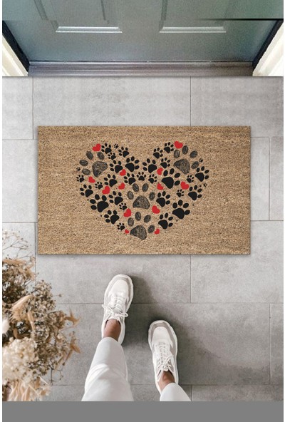 Pazarova Dijital Baskı Kahverengi Patili Kalp Kapı Paspası Pazarova Dijital Baskı Kahverengi Patili Kalp Kapı Paspası