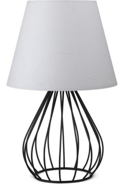 Beyaz Viskon Konik Başlık Armut Metal Gövdeli Abajur Beyaz Viskon Konik Başlık Armut Metal Gövdeli Abajur