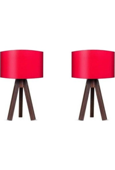 Kırmızı Viscon Başlık Siyah Ayaklı Ikili Abajur Oda Takımı Kırmızı Viscon Başlık Siyah Ayaklı Ikili Abajur Oda Takımı