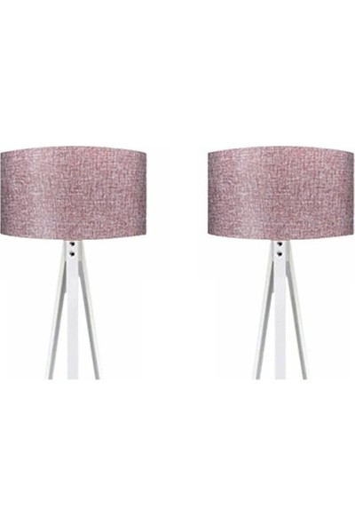 Gül Kurusu Charm Başlık Beyaz Ayaklı Ikili Abajur Oda Takımı