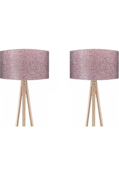 Gül Kurusu Charm Başlık Krem Ayaklı Ikili Abajur Oda Takımı