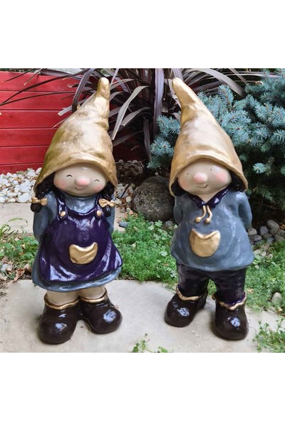 Ella's Design StudioIkili Cüce Heykel Takımı Gold