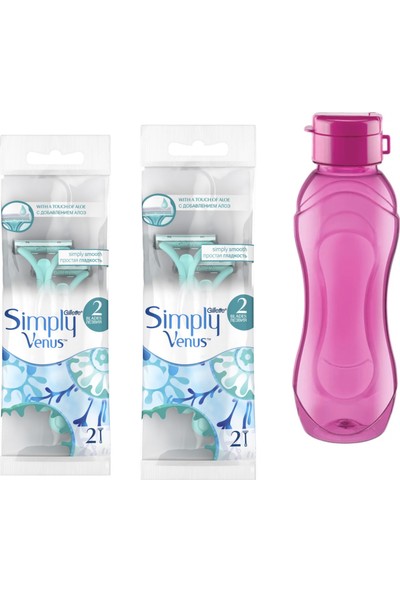 Gillette Venus Simply Çift Bıçaklı Banyo Tıraş Bıçağı4 ADET+TUFEX 750 ml Matara Gillette Venus Simply Çift Bıçaklı Banyo Tıraş Bıçağı4 ADET+TUFEX 750 ml Matara