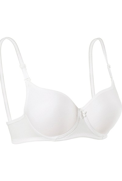 Royaleks Destekli Slikonlu Düz Sütyen Beyaz