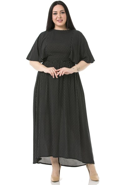 Disentis Modest Büyük Beden Küçük Puantiyeli Pelerin Kollu Arkadan Fermuarlı Siyah Uzun Elbise Disentis Modest Büyük Beden Küçük Puantiyeli Pelerin Kollu Arkadan Fermuarlı Siyah Uzun Elbise