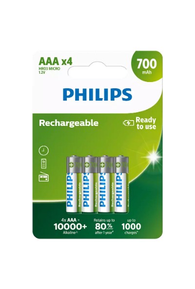 Philips R03B4A70/10 700MAH Aaa Şarj Edilebilir Ince Kalem Pil 4lü Paket R03B4A70/10