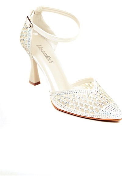Ustalar Ayakkabı Çanta Beyaz Taşlı Kadın Topuklu Ayakkabı 462.440