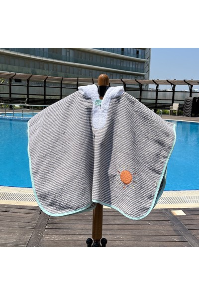 Ewp Bej Güneş Desenli Çok Amaçlı Organik Çocuk Havlu Panço Standart Beden