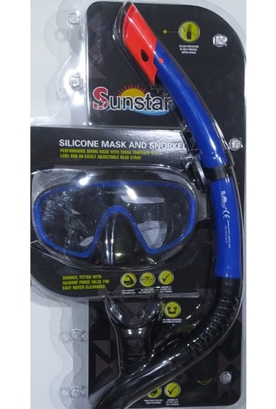Sunstar Silkon Maske Snorkel Set Siyah / Mavi