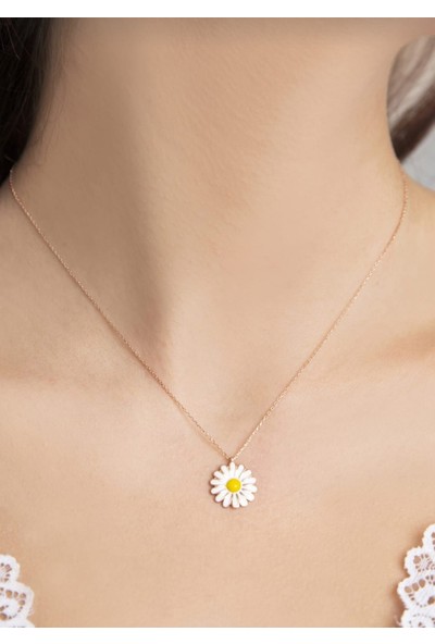 ZYC Gümüş Papatya Kadın Kolye 925 Ayar