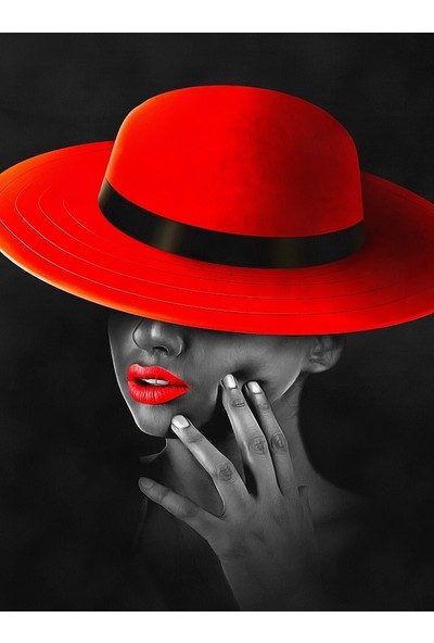 Tablosan 60*90 Kırmızı Şapkalı Kadın Silinebilir Kumaş Tablo