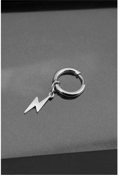 The Gifts Gümüş Şimşek Şekilli Sallantılı Çelik Unisex Küpe The Gifts Gümüş Şimşek Şekilli Sallantılı Çelik Unisex Küpe