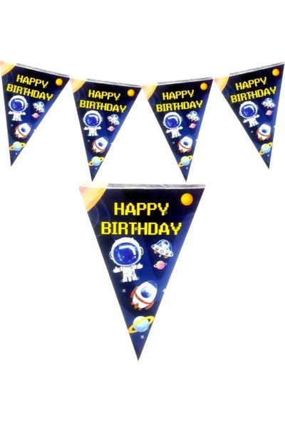 Morbeyazhome Uzay Temalı Happy Birthday Üçgen Flama Morbeyazhome Uzay Temalı Happy Birthday Üçgen Flama