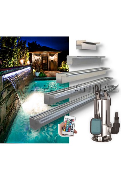 Alfa Paslanmaz Uzaktan Kumandalı Rgb Ledli 200 cm 304 Kalite Paslanmaz Duvar Şelalesi + Pompa Dahil Set Alfa Paslanmaz Uzaktan Kumandalı Rgb Ledli 200 cm 304 Kalite Paslanmaz Duvar Şelalesi + Pompa Dahil Set