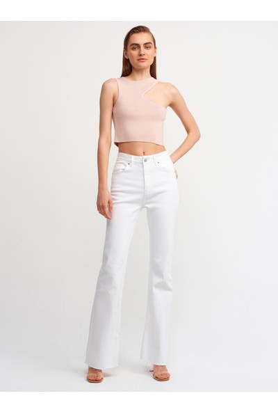 Dilvin 10173 Bisiklet Yaka Önü Dekolte Yaka Kazak-Pembe M.