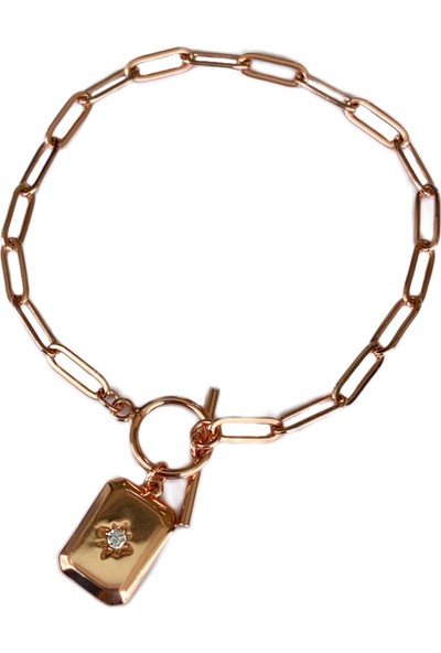 Adore Silver Gümüş Dörtgen Detay Kilit Bileklik